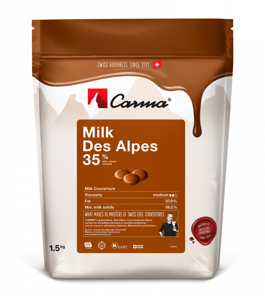 Carma Couverture Milk Des Alpes 35% 200g Beutel | Backfieber